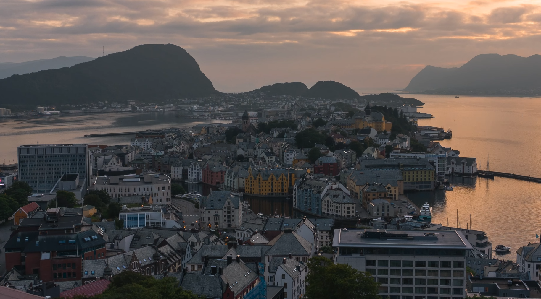 Golden hour magic at Aksla viewpoint Ålesund – warm evening light ...