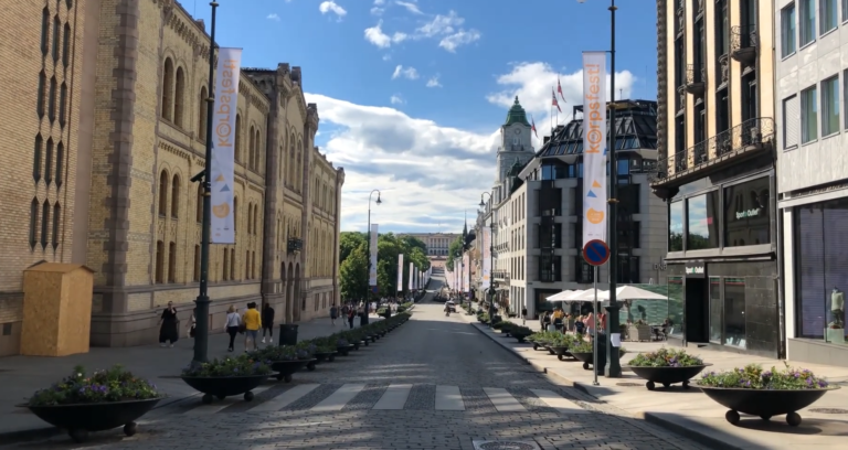 Karl Johans Gate in Oslo, Norway – the city’s famous main street ...